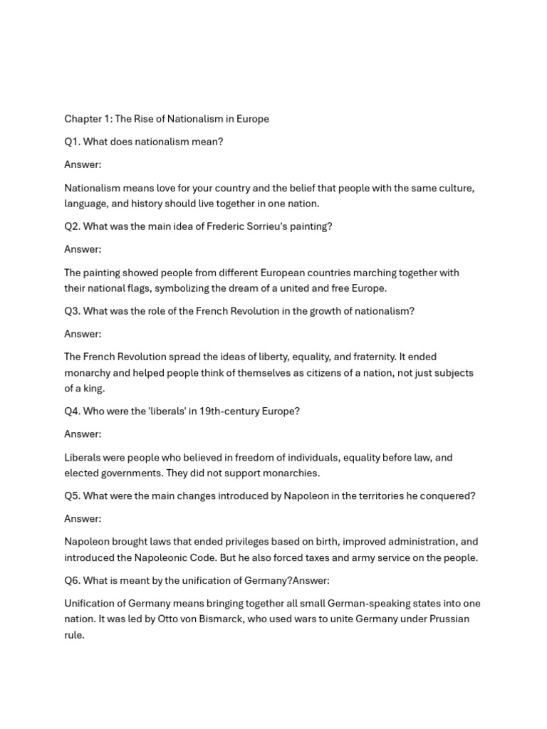 Class 10 History Chapter 1 Q&A | PDF