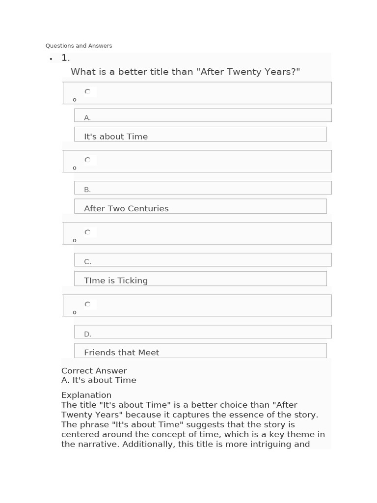 After 20 Years Questions and Answers | PDF