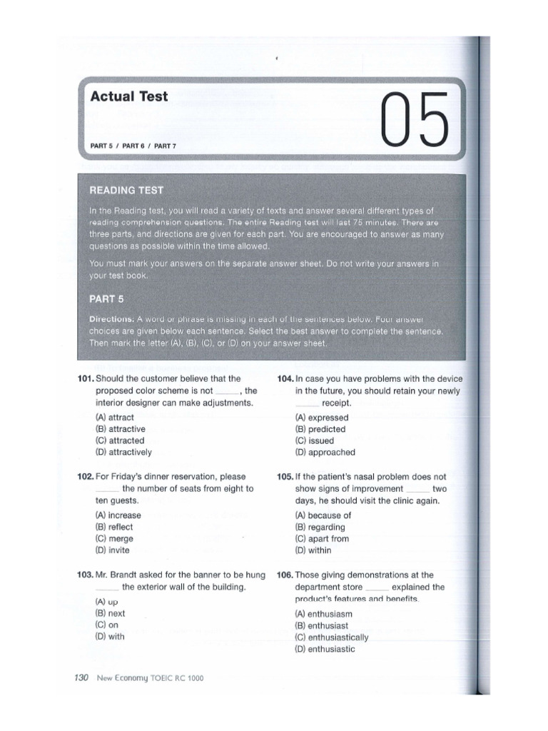 Reading Test 5 | PDF