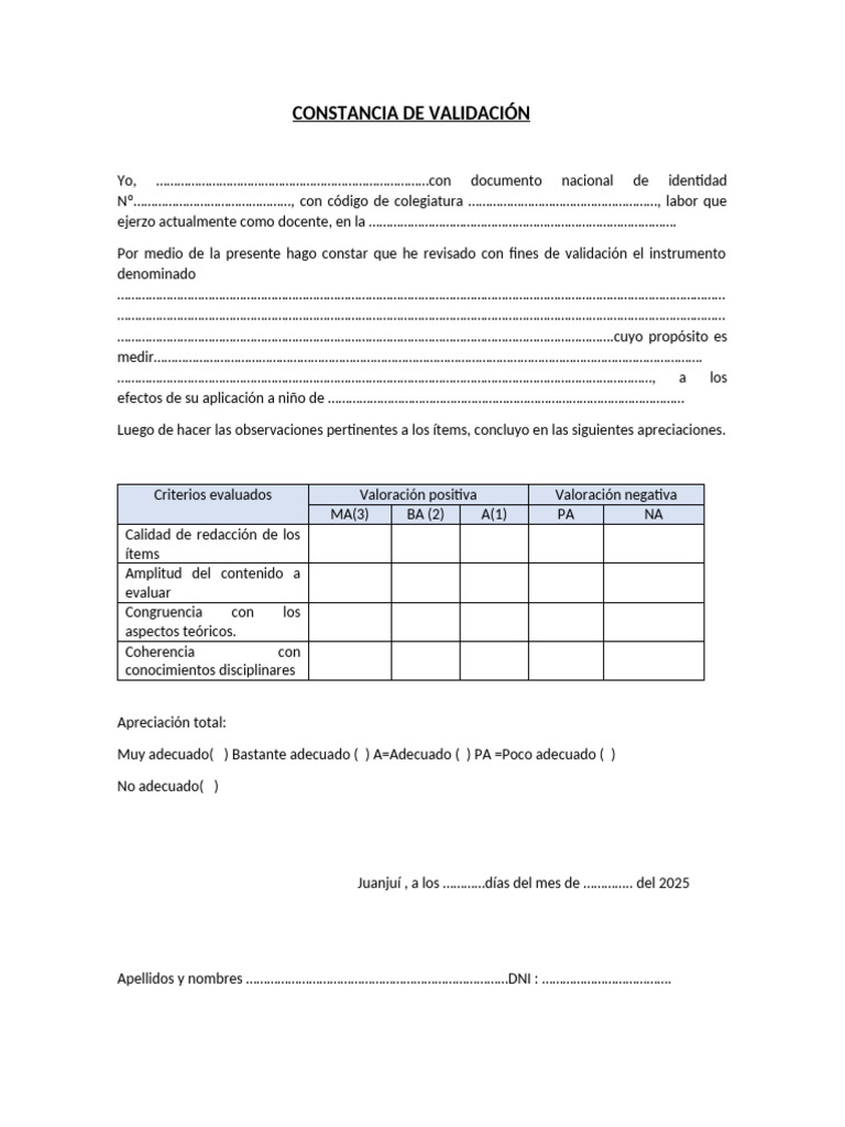 Constancia de Validación | PDF