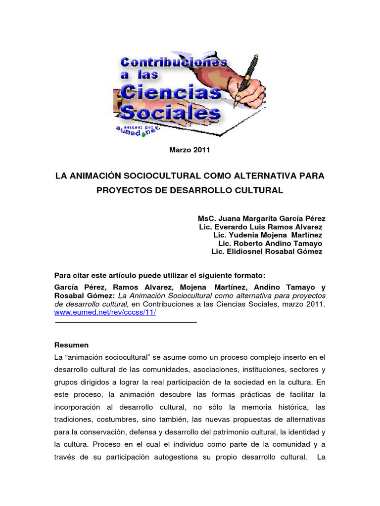 La Animacion Sociocultural Como Alternat | PDF | Evolución sociocultural | Comunidad