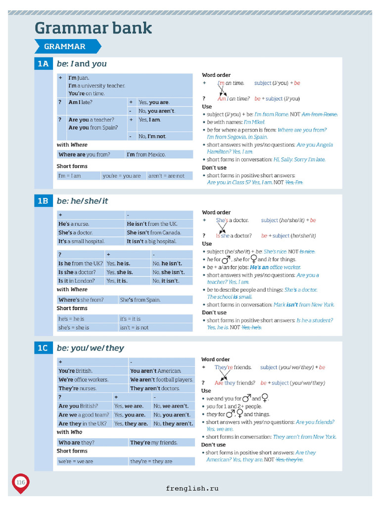 Starter Level 1 Grammar | PDF