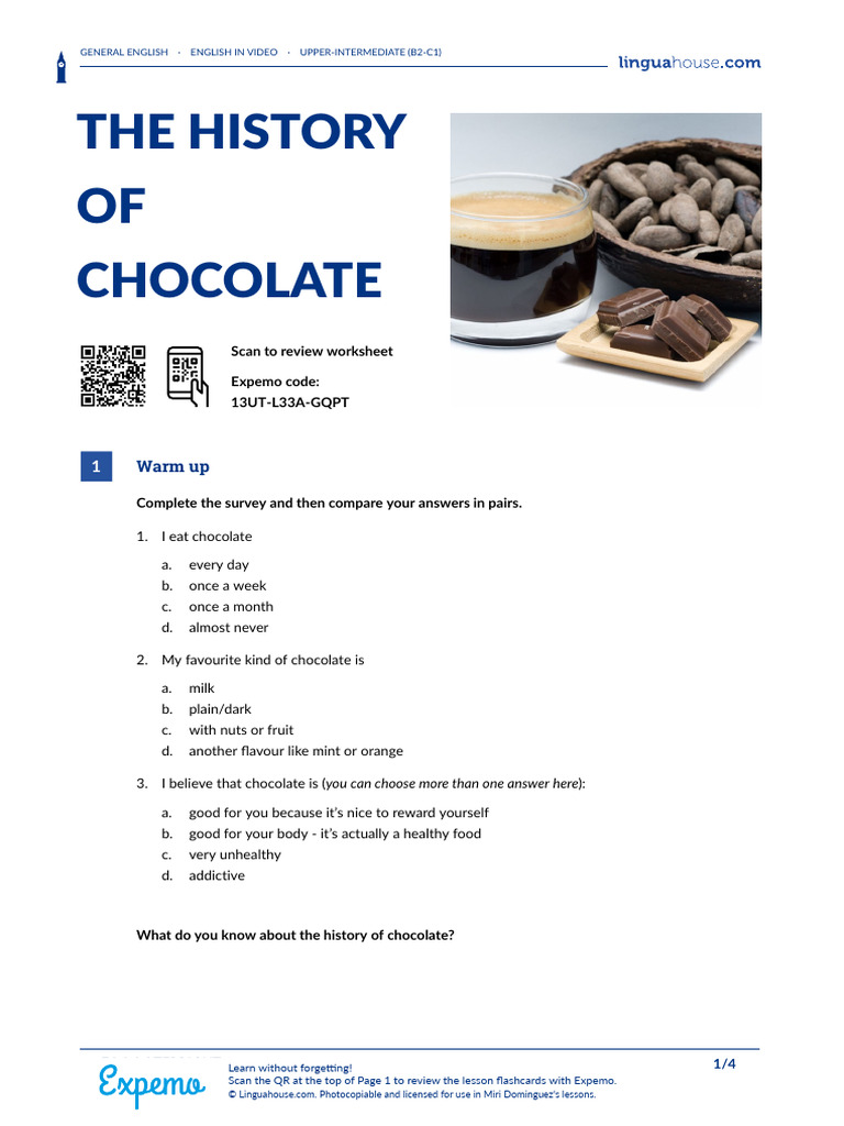 History of Chocolate: B2-C1 Lesson Guide | PDF | Chocolate