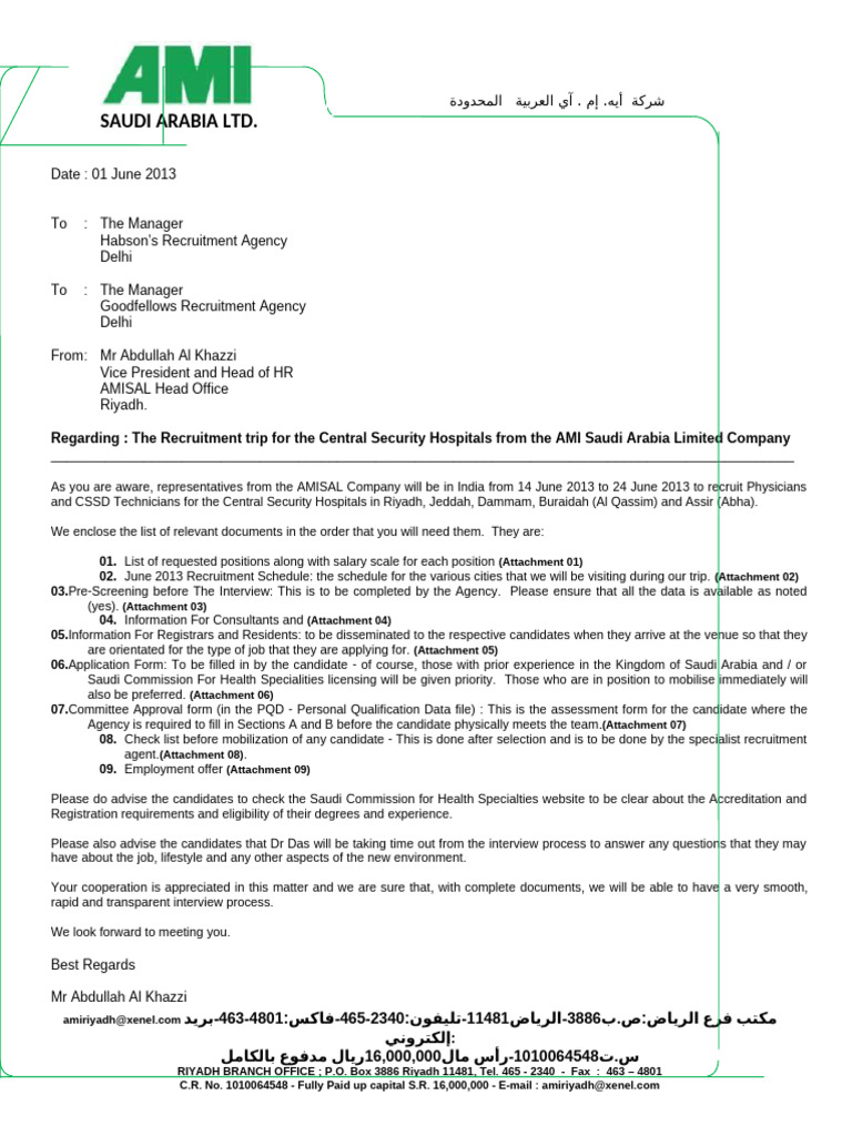 Saudi Arabia Recruitment Trip Details | PDF