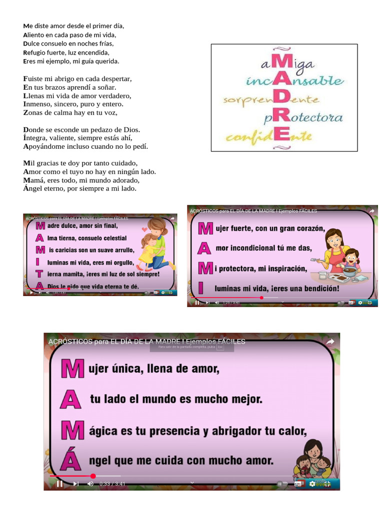 Acrostico Del Dia de La Madre | PDF