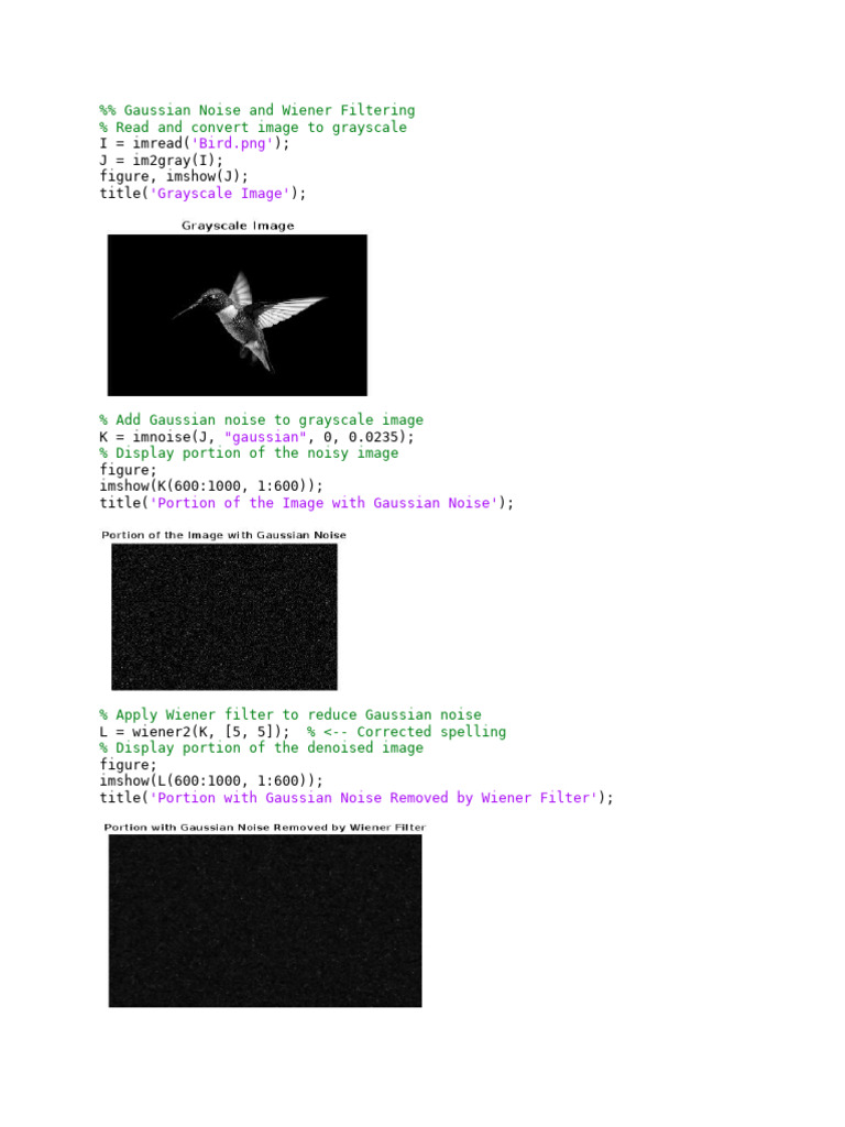 Gaussian Noise and Wiener Filtering | PDF | Digital Signal Processing | Computer Engineering