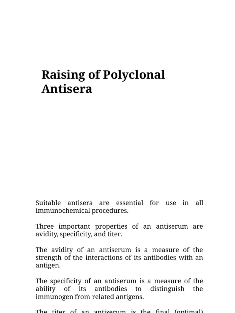 Antibody Production | PDF | Polyclonal Antibodies | Biochemistry