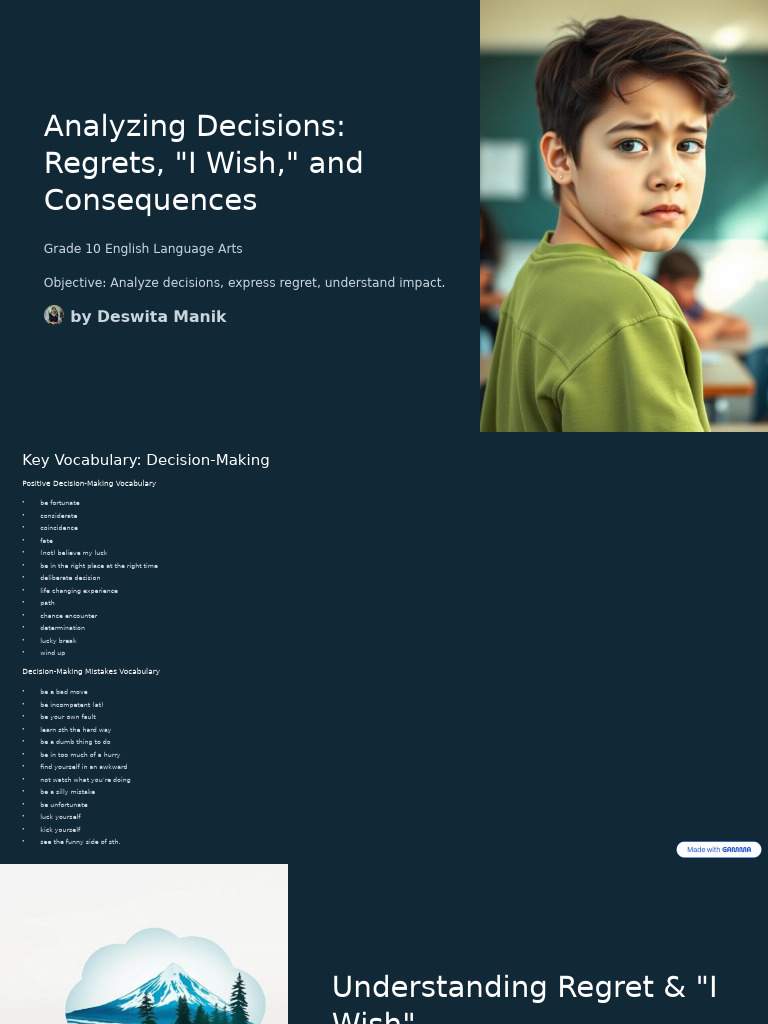 Analyzing Regret in Decision-Making | PDF | Luck | Psychology