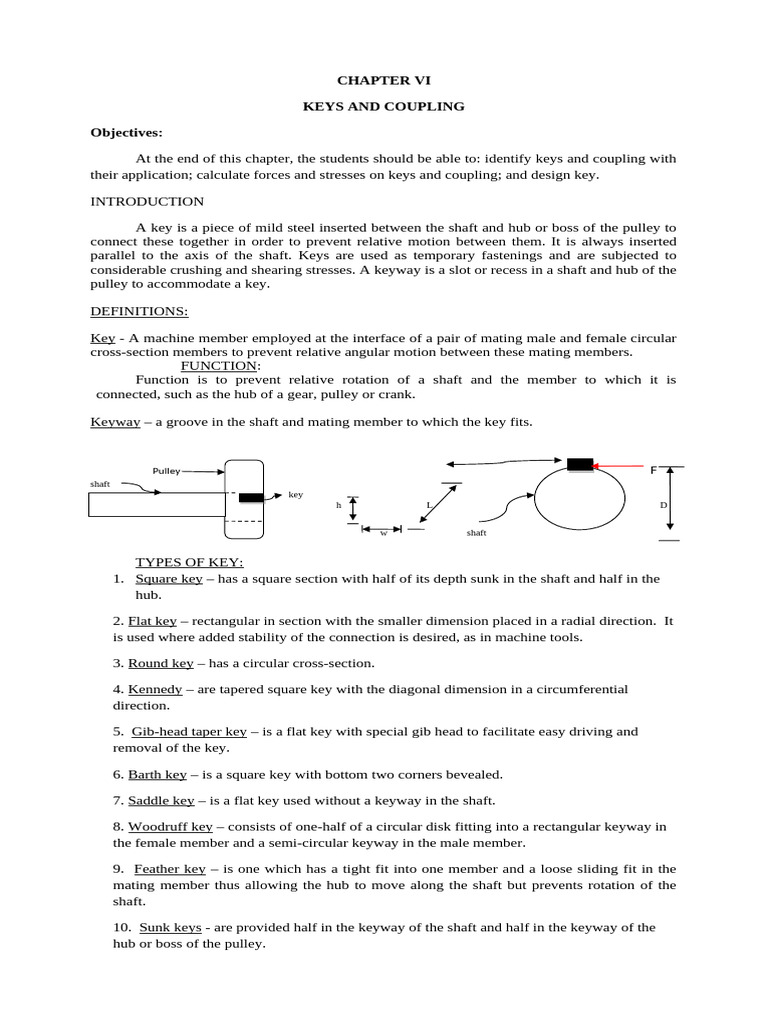 Keys and Couplings: Design and Analysis | PDF | Strength Of Materials ...