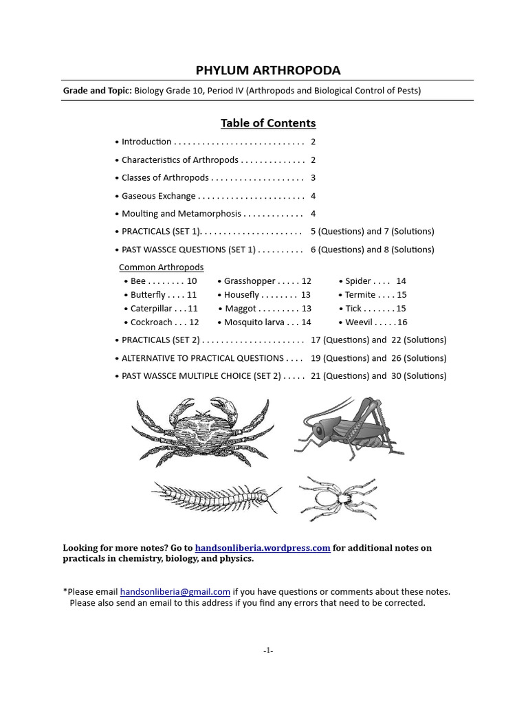 Open How - Bio - Classification - Arthropods - Comp-1 | PDF | Insects ...