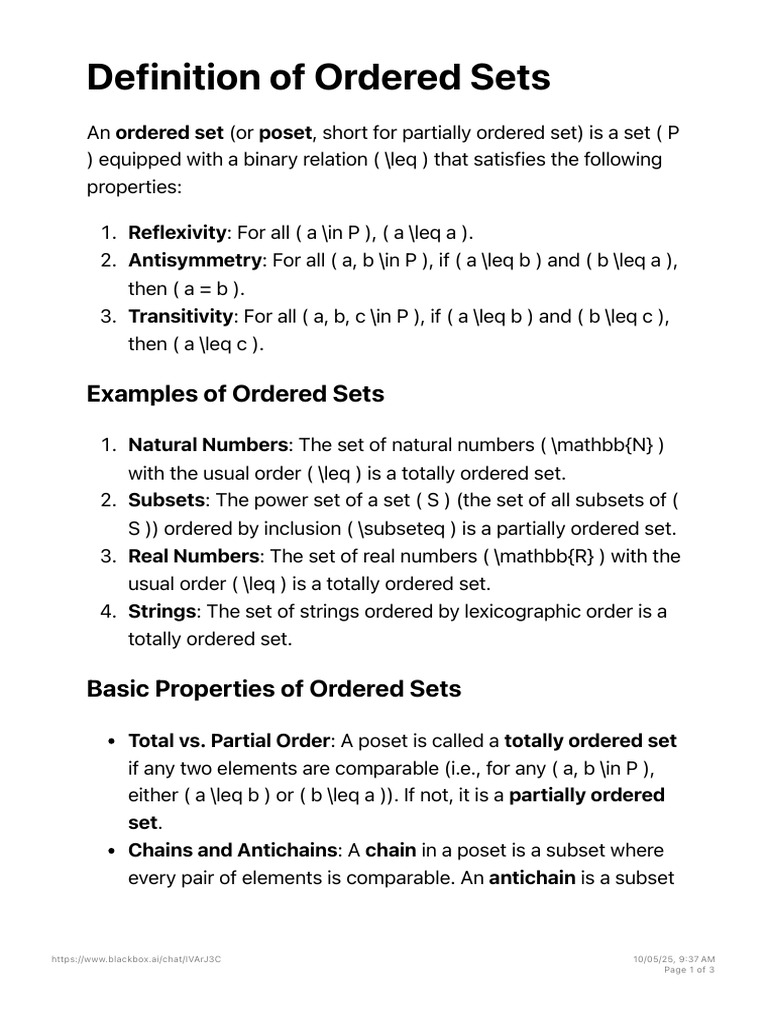 Definition, Examples and Basic Properties of Ordered Sets, Maps Between ...