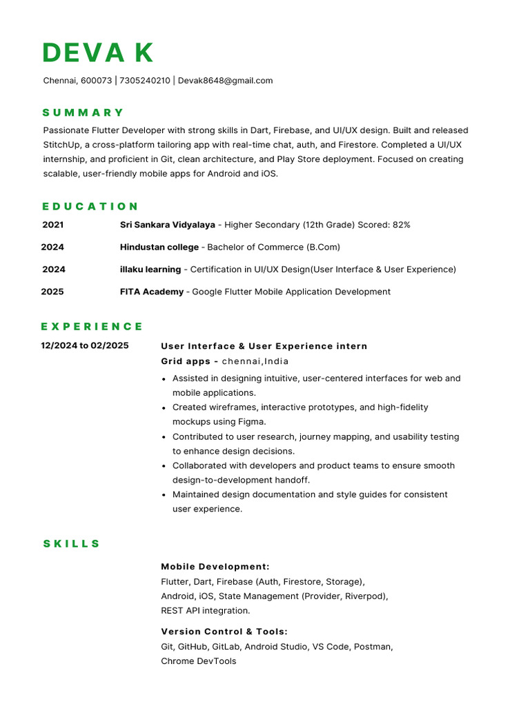 Deva K Mobile Application Developer Resume 1-1 | PDF | Mobile App | Android (Operating System)