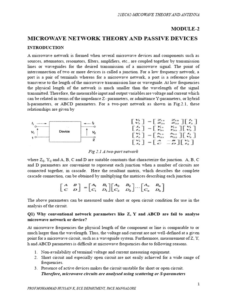 Microwave Network Theory and Passive Devices | PDF | Transmission Line ...