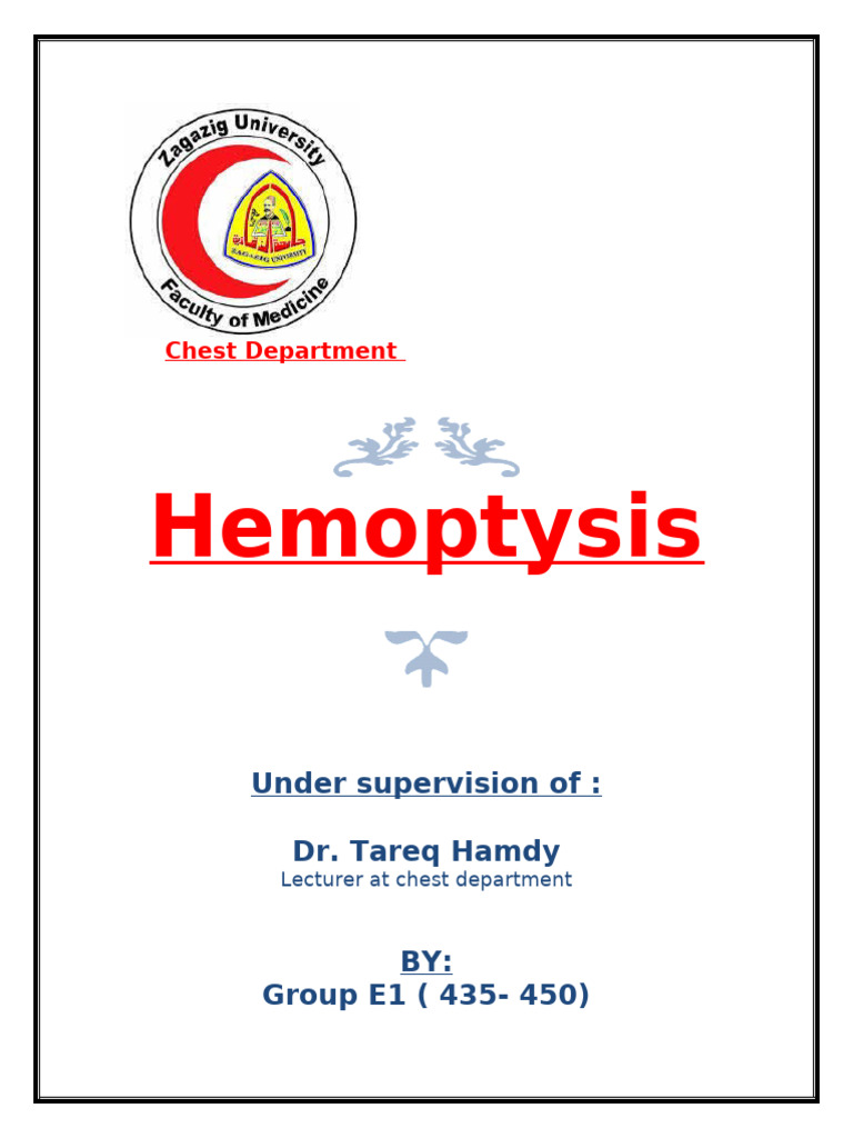 Hemoptysis is Coughing Up of Blood From the Respiratory Tract 1 | PDF ...