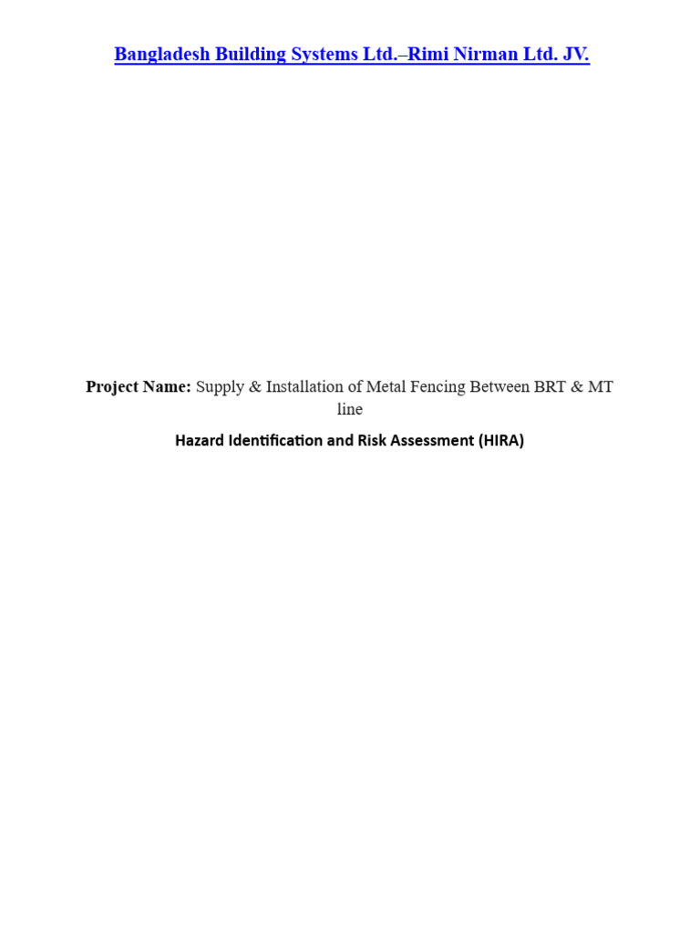 Safety Document - HIRA, TMP, SWP For Live Road and OHS Plan | PDF ...