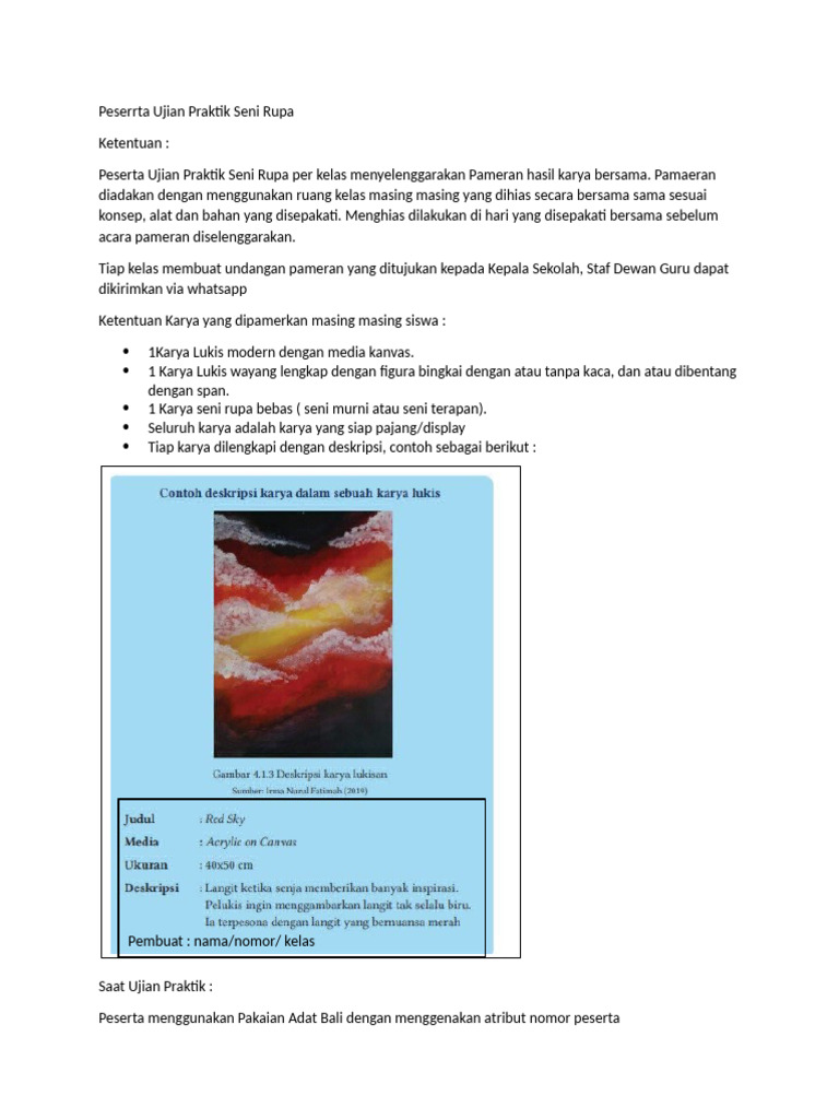 Ujian Praktik Seni Rupa 2025, Rev | PDF
