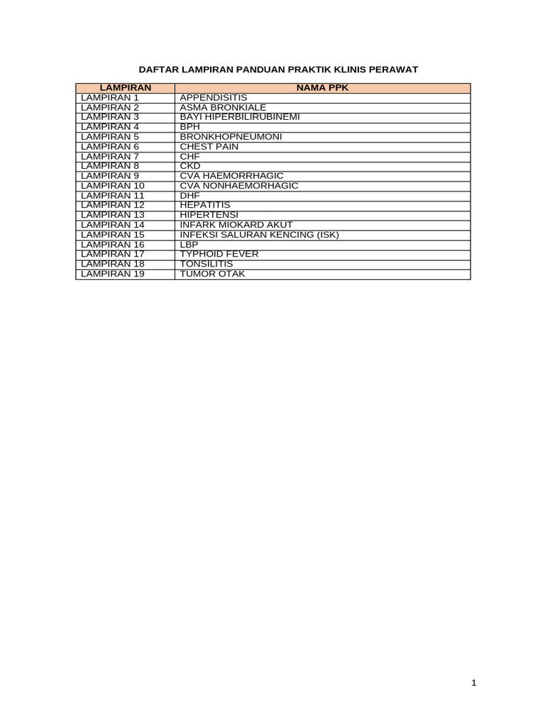 PANDUAN PRAKTIK KLINIS ( LAMPIRAN ASUHAN KEPERAWATAN ) | PDF