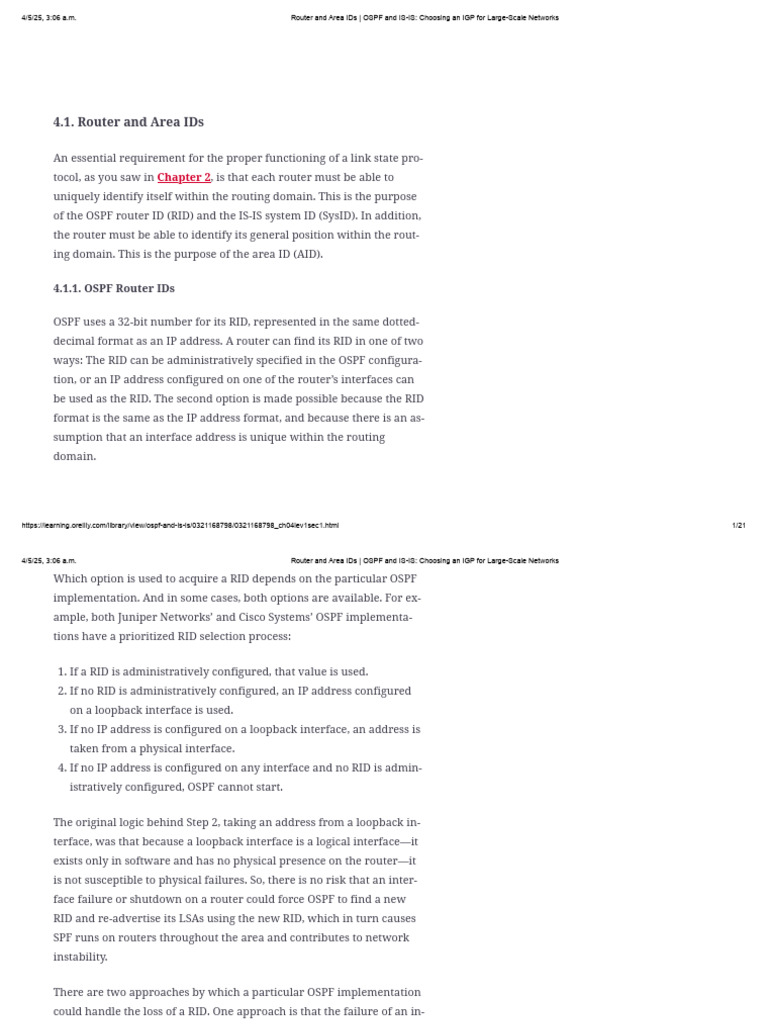 Router and Area IDs - OSPF and IS-IS - Choosing An IGP For Large-Scale Networks | PDF | Routing ...