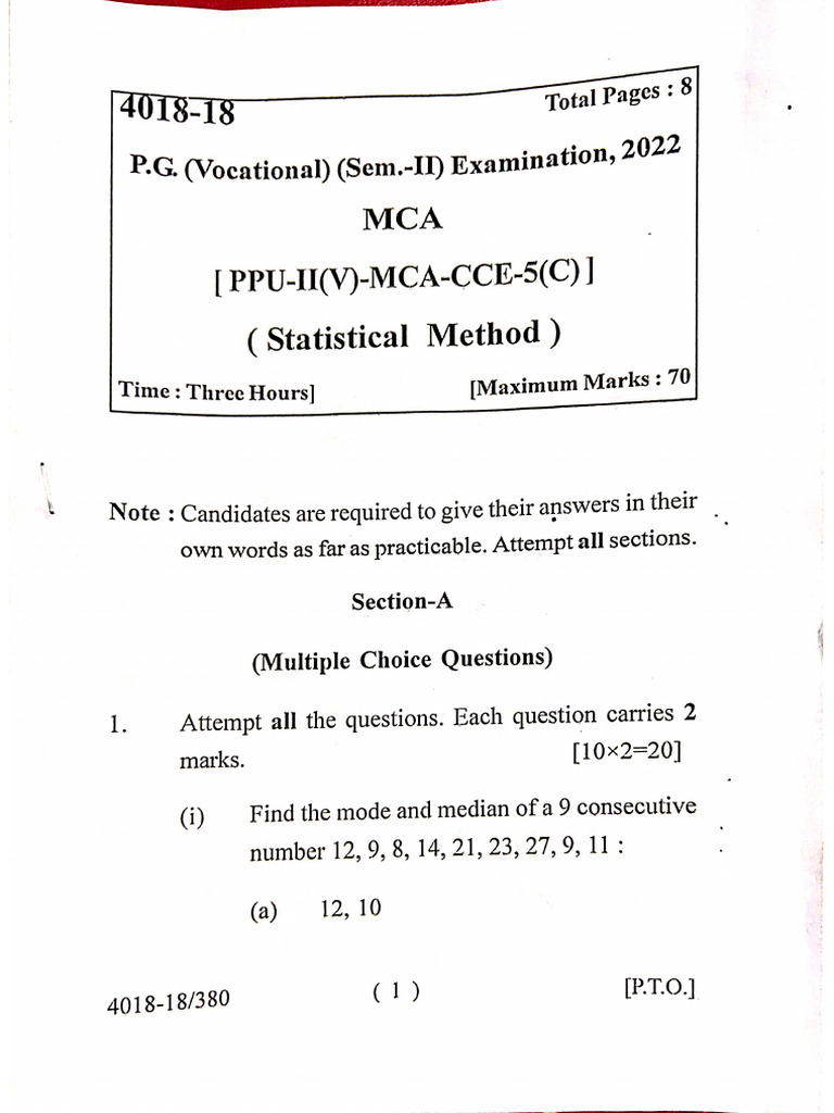 Statistics Sem 2 2022 | PDF