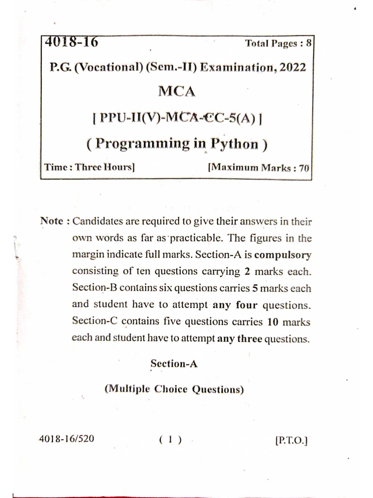 Python Sem 2 2022 | PDF