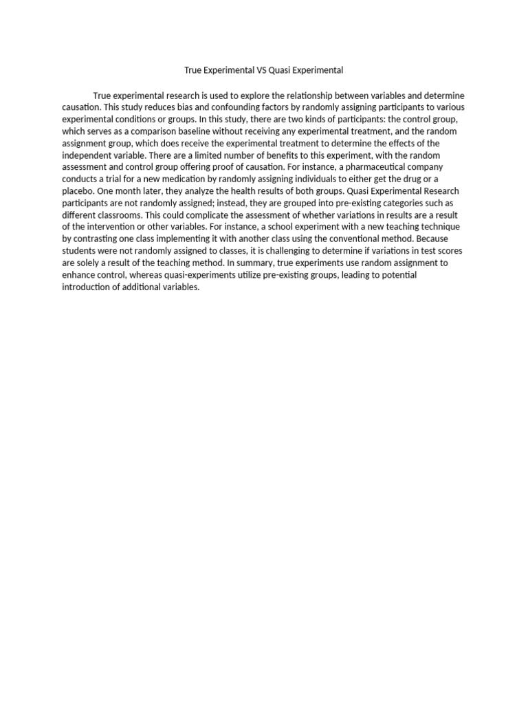 True Experimental VS Quasi Experimental-Venice Soler | PDF