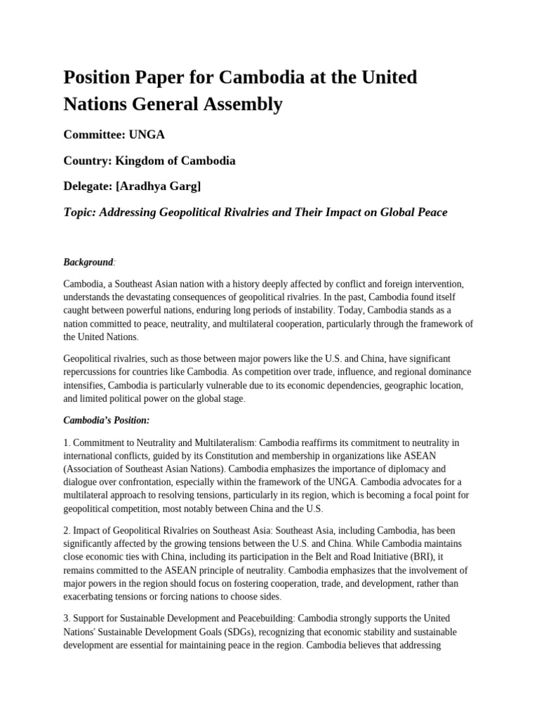 Cambodia's Neutrality in Geopolitical Tensions | PDF | Cambodia ...
