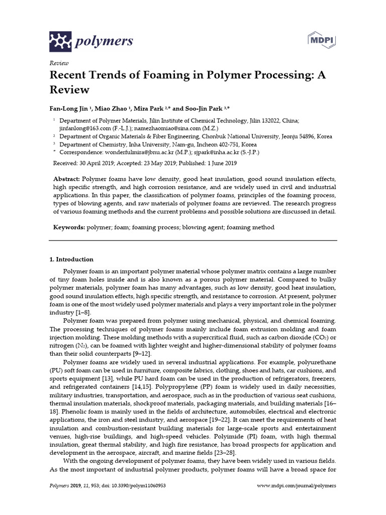 Recent Trends of Foaming in Polymer Processing A R | PDF | Foam ...