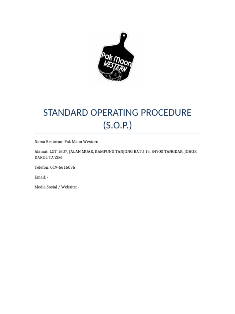 Sop General Pak Maon Western | PDF