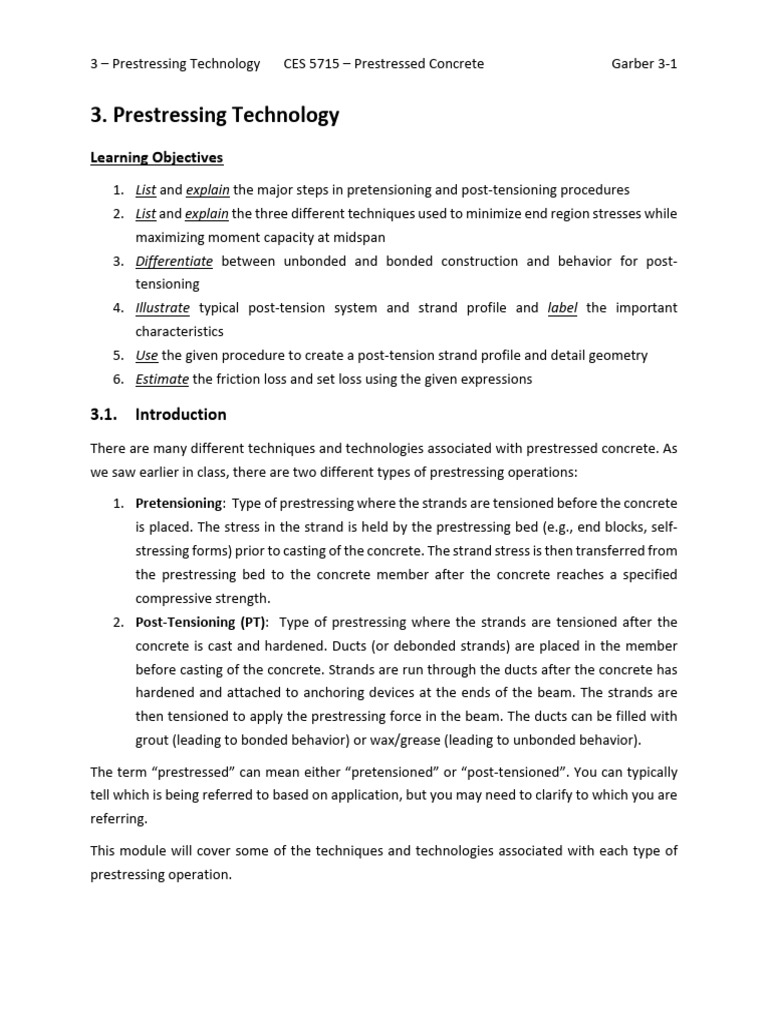 03 - Prestressing Technology - Student - v2 | PDF | Prestressed ...