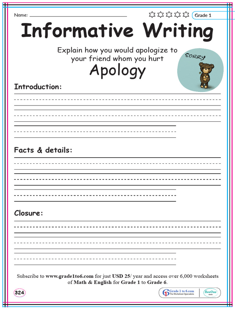 Informative Writing - Write An Apology Letter To Your Friend | PDF