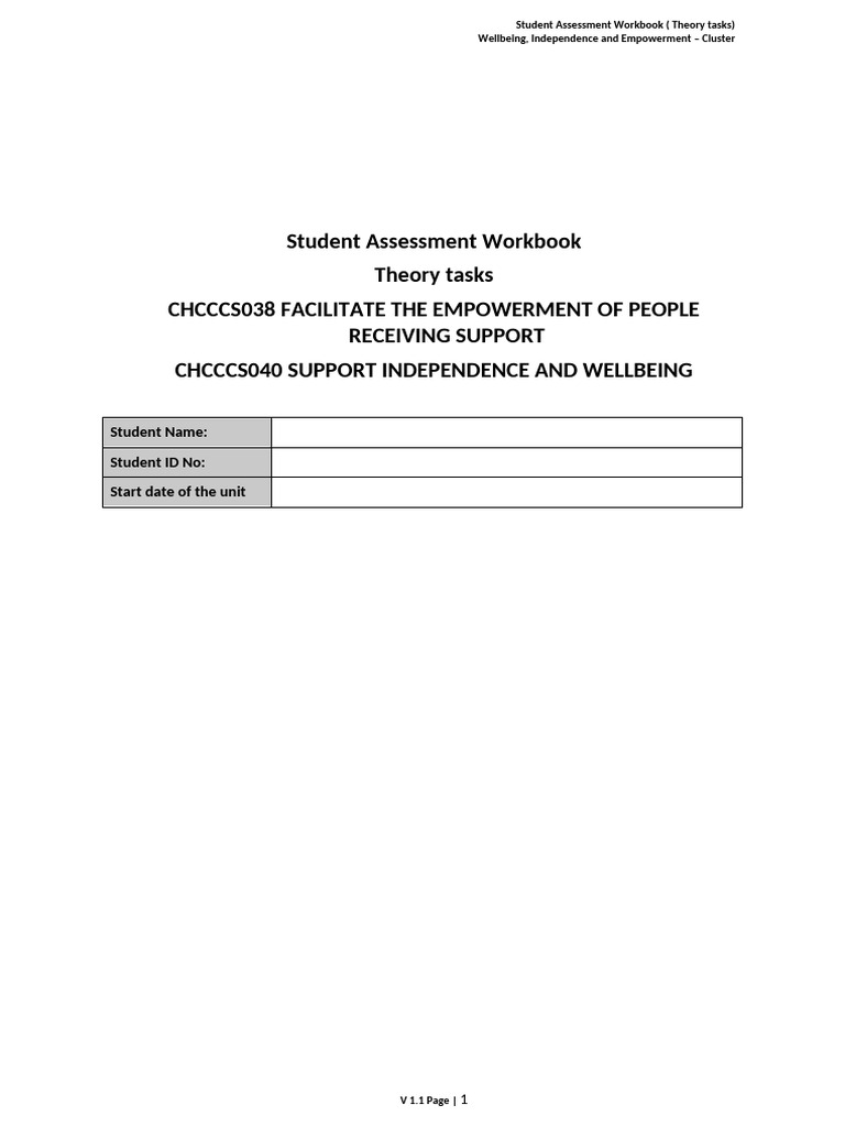 Student Assessment Workbook Overview | PDF | Learning | Well Being