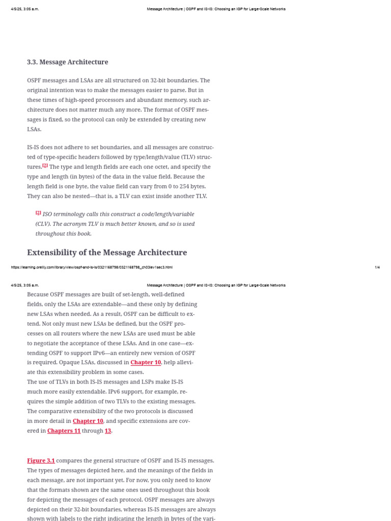 Message Architecture _ OSPF and IS-IS_ Choosing an IGP for Large-Scale Networks | PDF | Byte ...