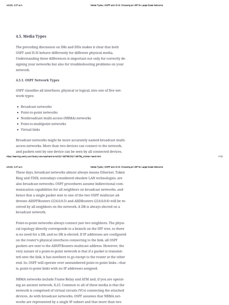 Media Types - OSPF and IS-IS - Choosing An IGP For Large-Scale Networks | PDF | Computer Network ...