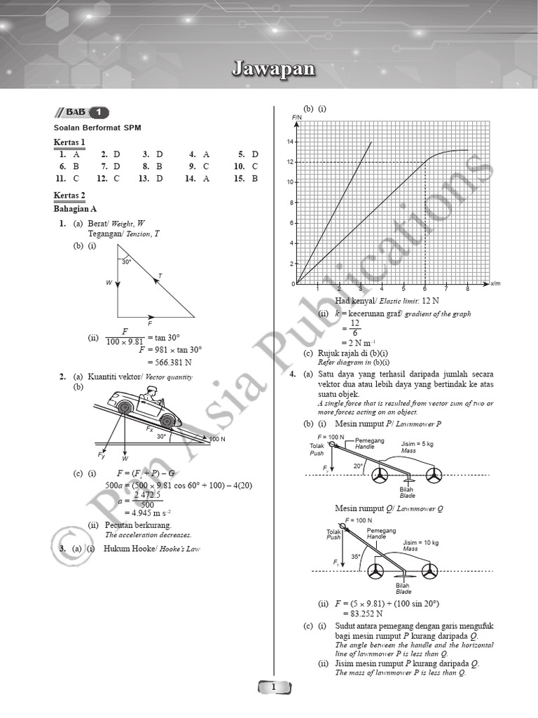 Jawapan Lengkap Soalan Berformat SPM - Modul A+ Plus Fizik TG 5 | PDF | Buoyancy | Force