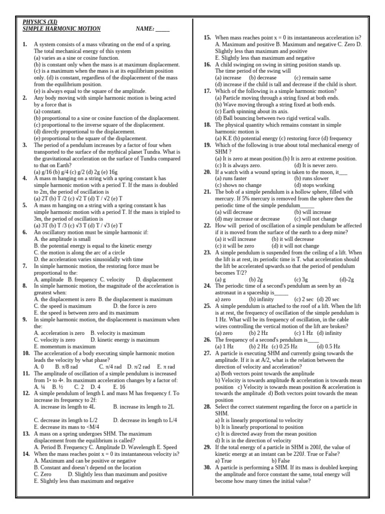 PHY SHM and Chem Bonding | PDF | Oscillation | Pendulum