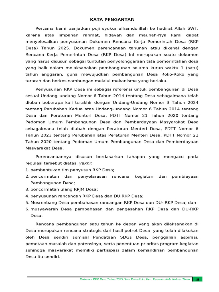 Kata Pengantar Dan Daftar Isi Rkp | PDF
