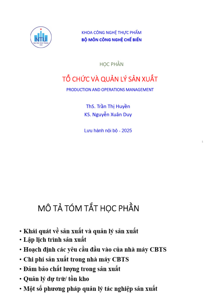 BG TỔ CHỨC VÀ QLSX. Chủ đề 1 và 2 | PDF