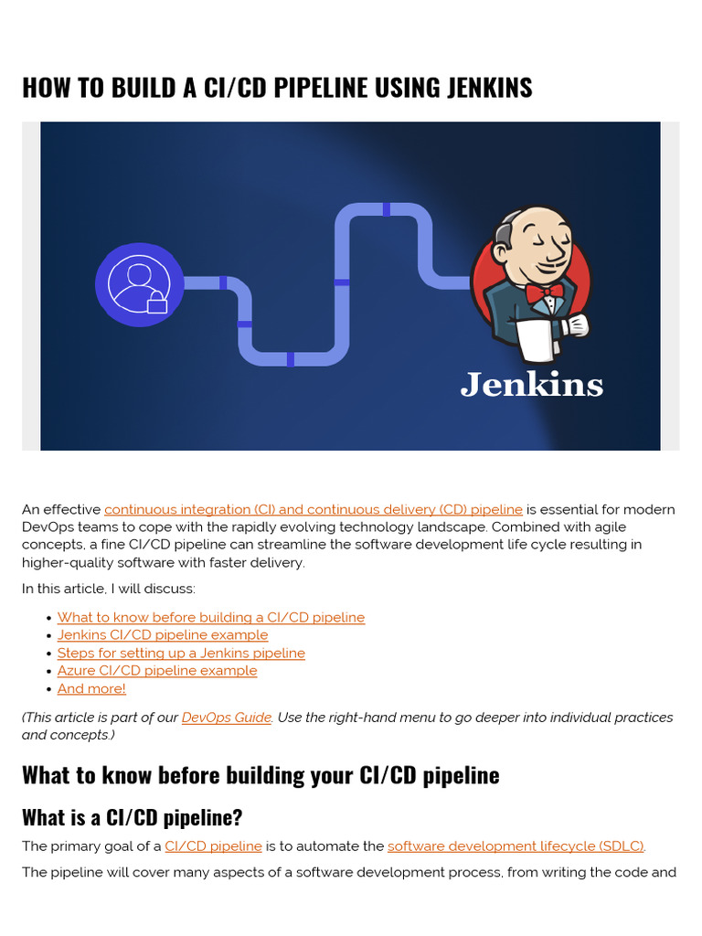 How To Build A Cicd Pipeline Using Jenkins Pdf Software Development Process Cloud Computing