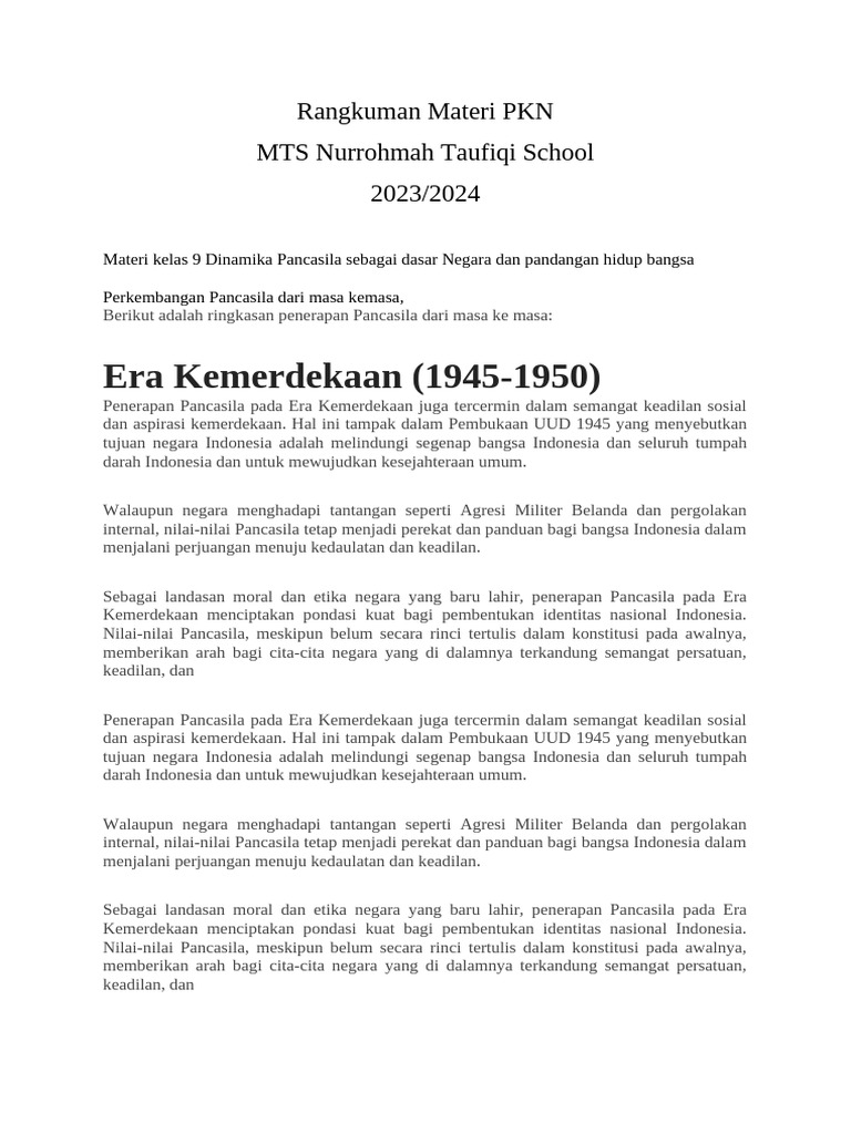 Rangkuman Materi PKN | PDF