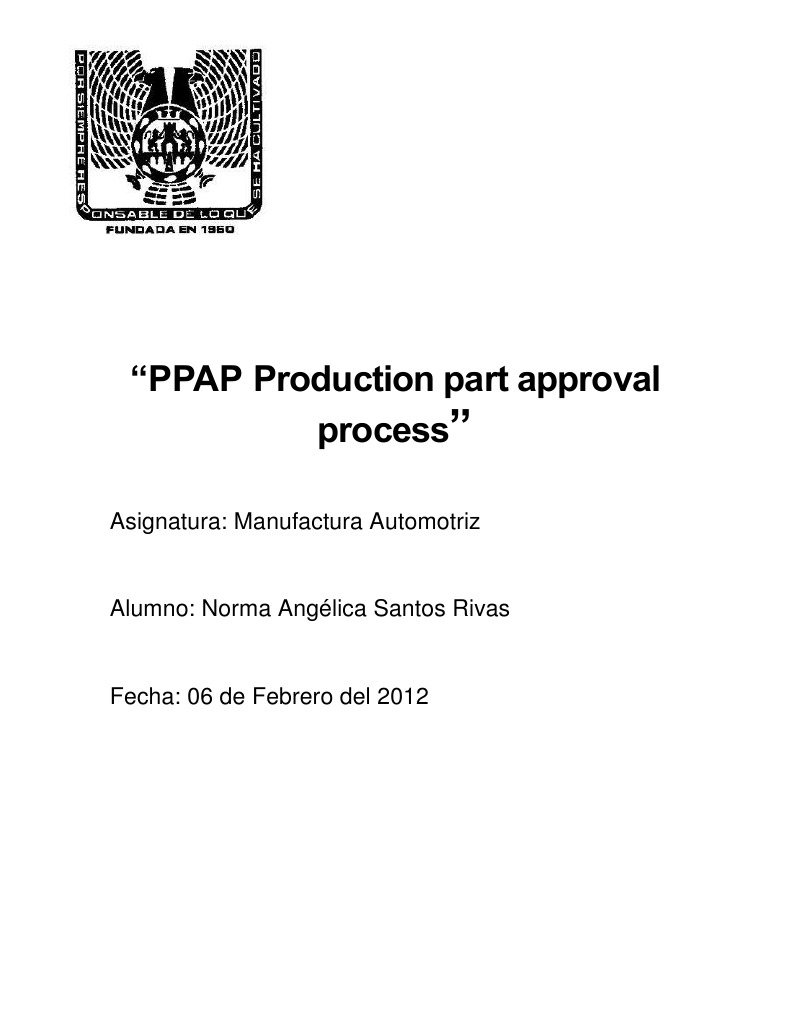 PPAP Production Part Approval Process | PDF | Calidad (comercial) | Diseño