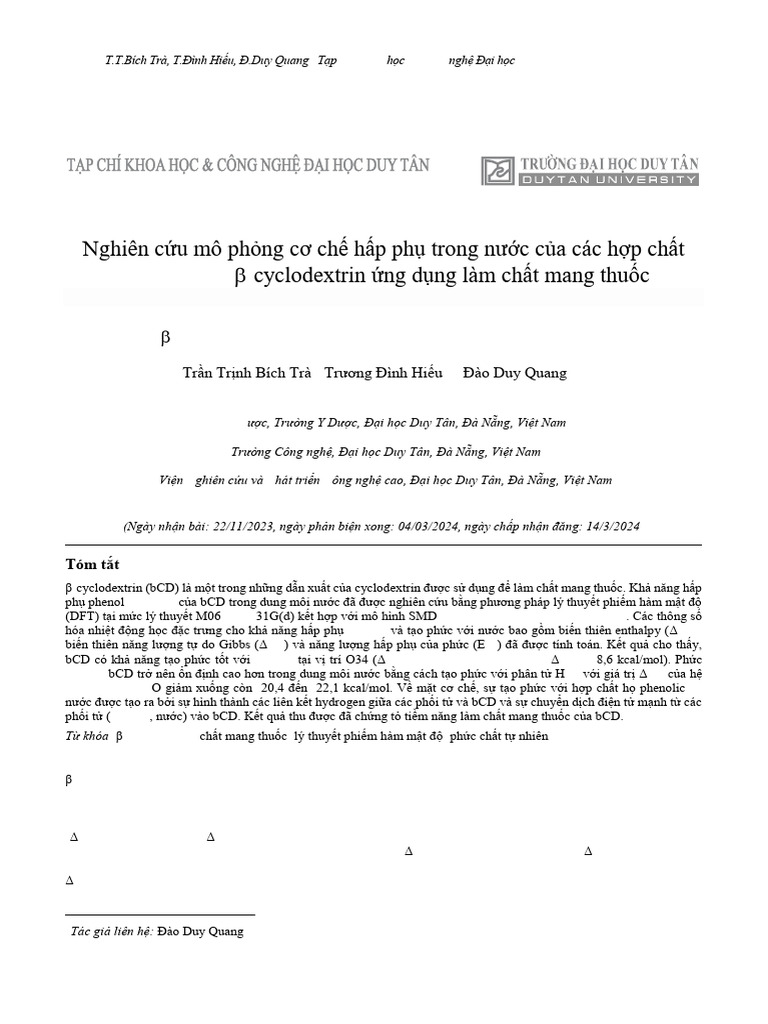 5 (63) - Nghiên cứu mô phỏng cơ chế hấp phụ trong nước của các hợp chất ...