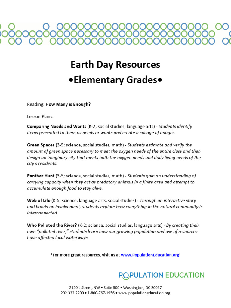 Earth Day Lesson Plans for K-5 Students | PDF | Leopard | Flowers