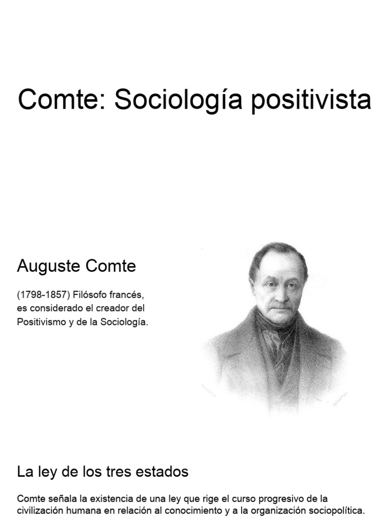 Comte. Sociología positivista | PDF | Positivismo | Sociología