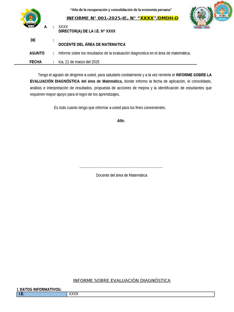 Informe De Evaluacion Diagnostica 2025 Pdf Aprendizaje Enseñando 8284
