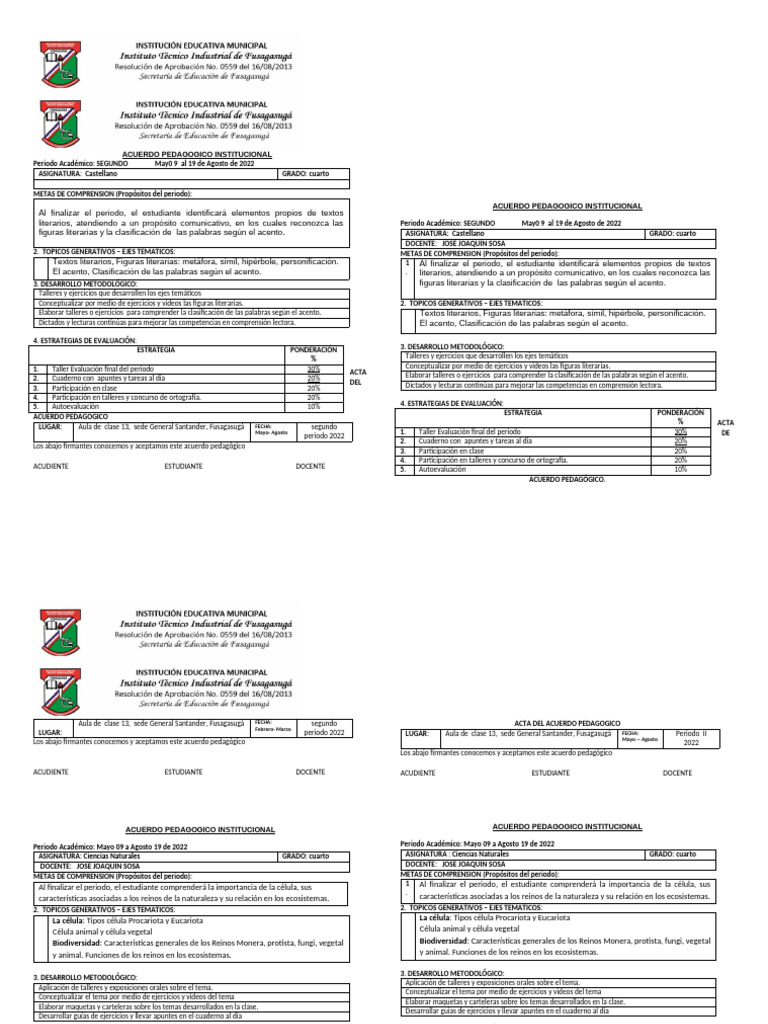 Acuerdo Pedag 2025 | PDF | Maestros | Comprensión lectora