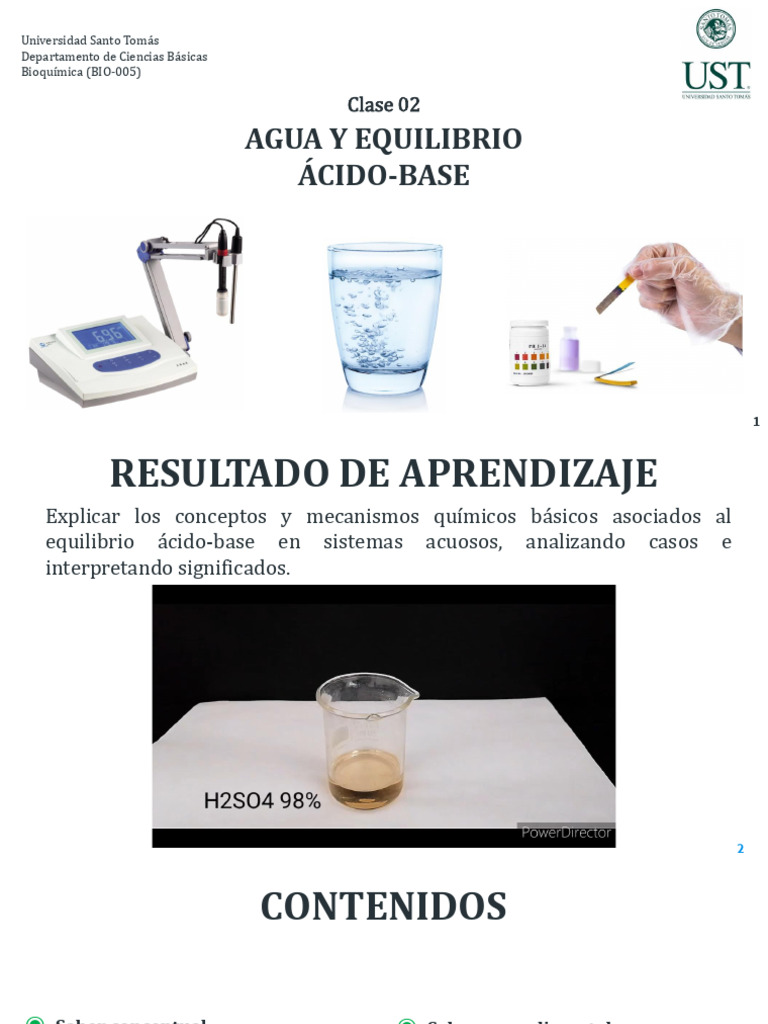 Clase 02 - Agua y Equilibrio Ácido-Base | PDF | Ph | Constante de disociación ácida