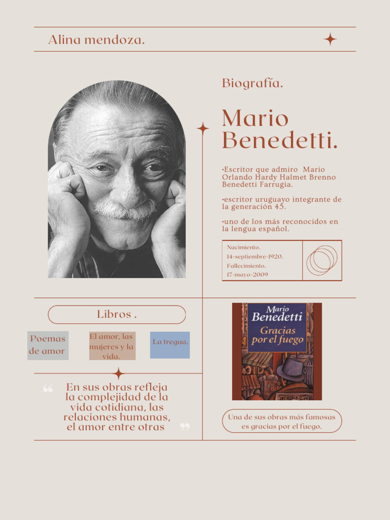 Biografía de Mario Benedetti y sus obras | PDF