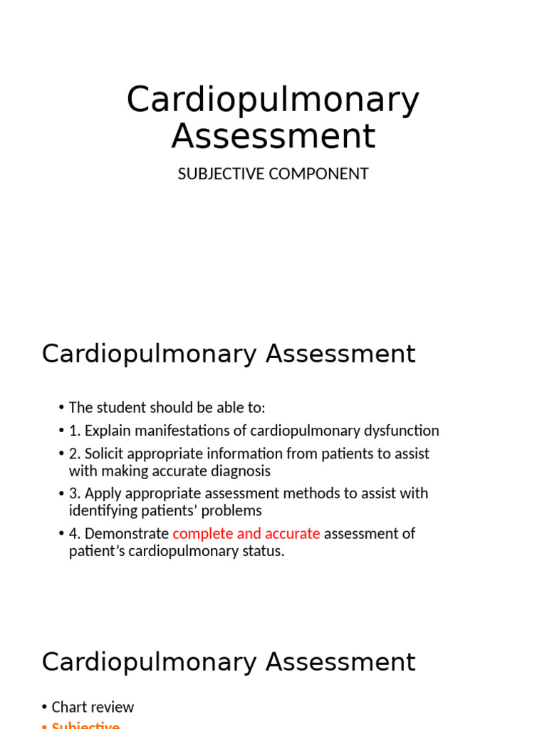 CPPT - Cardiopulmonary Assessment | PDF | Cough | Heart Failure