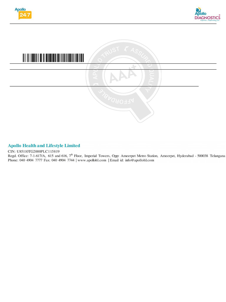 Apollo Full Body Checkup Invoice | PDF