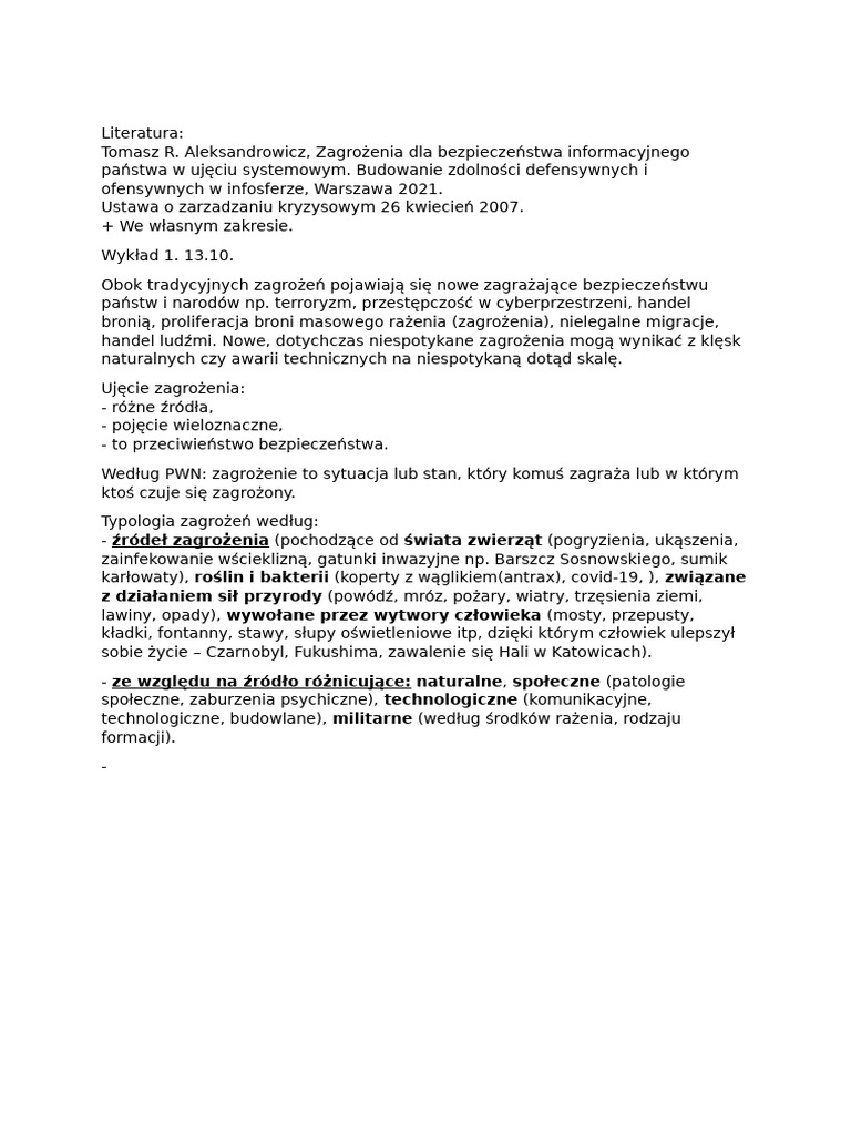 Wyk. Monitorowanie Zagrożeń Bezpieczeństwa | PDF